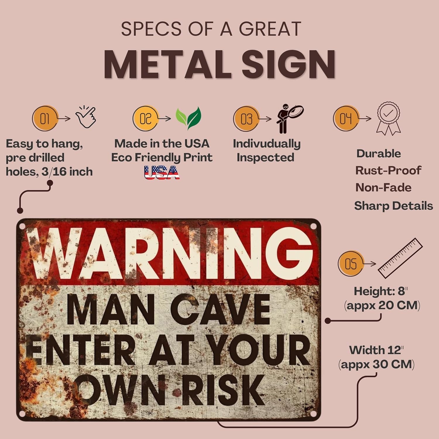 Warning: Man Cave Enter at Your Own Risk 12x8 Inch Metal Tin Sign - Etsy