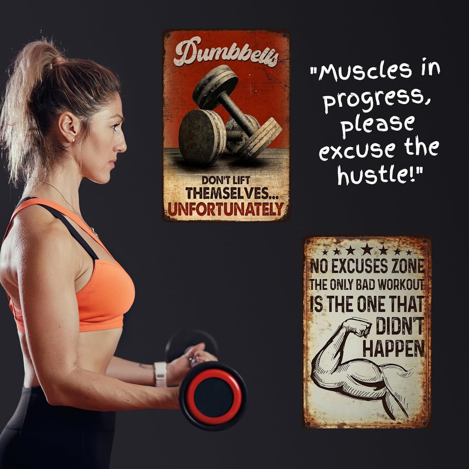 Gym Metal Tin Signs - Motivational Vintage Gym Posters for Gym Room ...