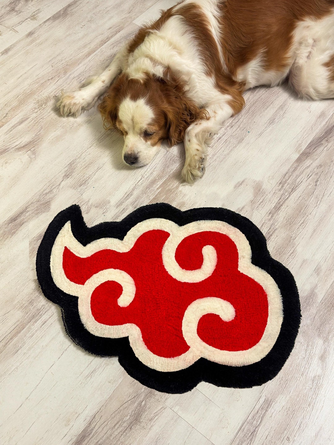 Naruto Red Cloud Tufted Rug Handmade Akatsuki Doormat Personalized Gift ...