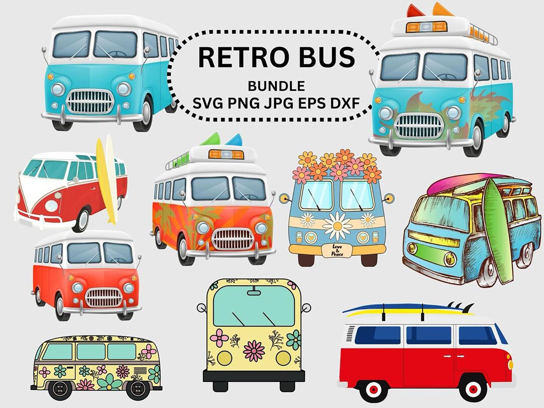 Buy Retro Bus SVG, Vintage Bus Clipart, Groovy Van Png, Retro Bus Png ...