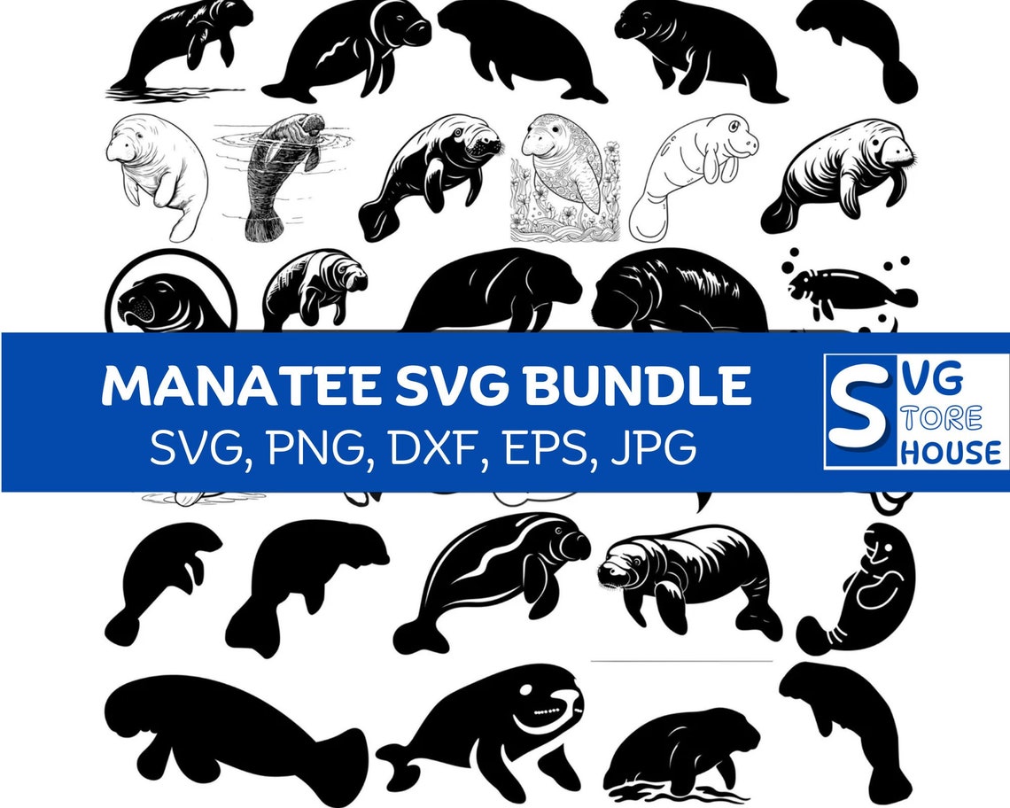 Manatee SVG Bundle, Manatee SVG, Manatee DXF, Manatee Png, Manatee ...
