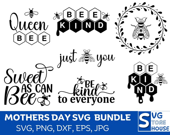Bee Kind Bee You Bundle SVG PNG Files for Cutting Machines, Digital ...