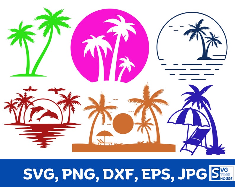 Beach Scene Svg, Instant Digital Download, Vacation, Summer, Tropical ...
