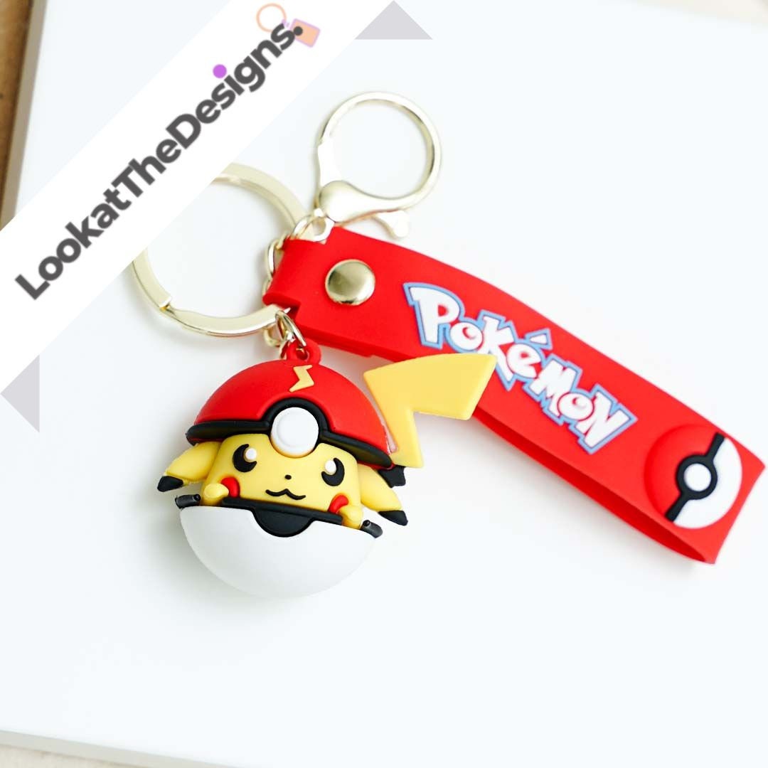 3D Pokemon Pikachu Keychain Cute Kawaii Character Keychain Japanese ...
