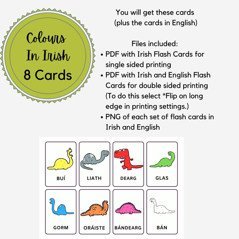 Learn Irish Flashcards Bundle - 80 Printable Cards for Kids - Fun ...