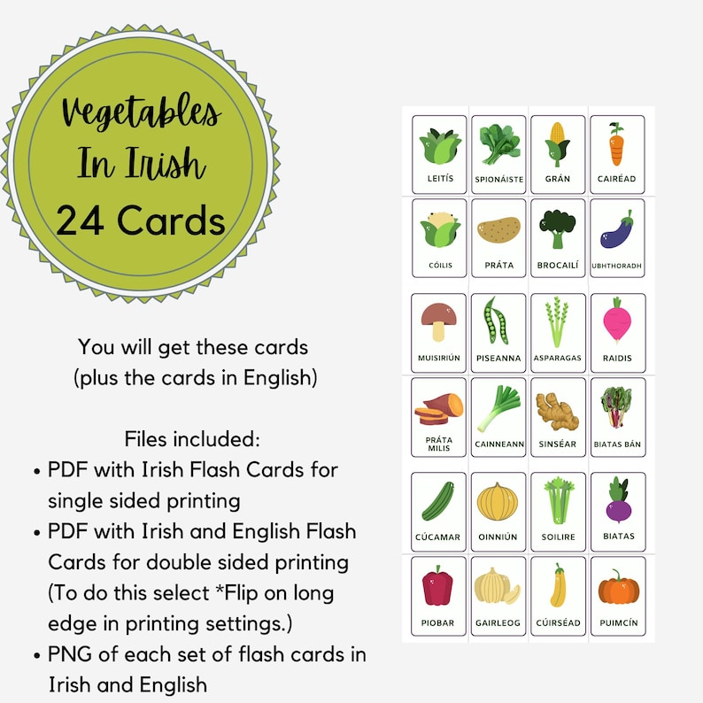 Learn Irish Flashcards Bundle - 80 Printable Cards for Kids - Fun ...