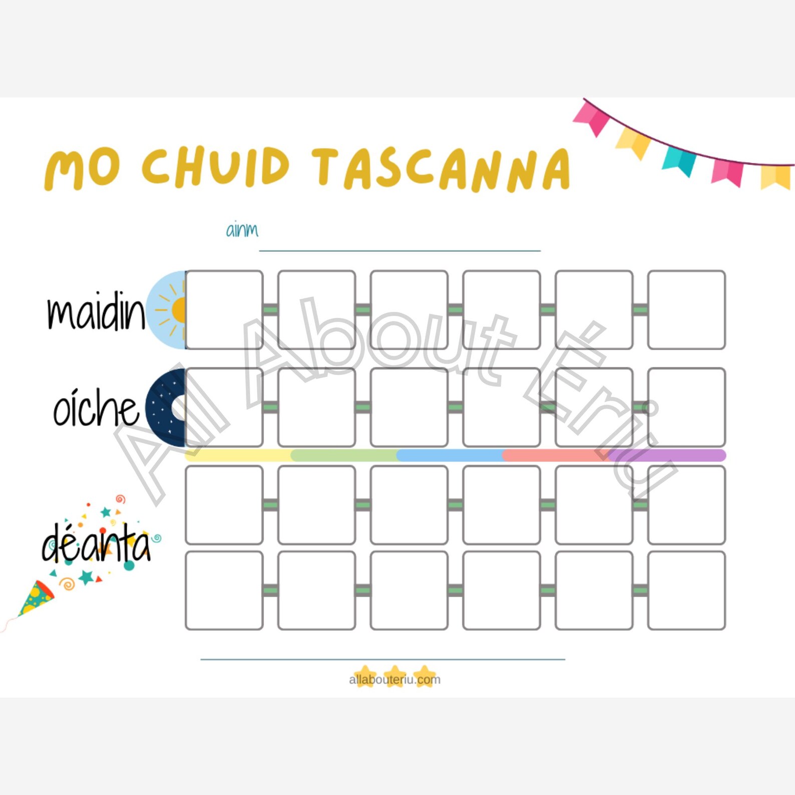 Irish Language Task Chart - 48 Tasks for Kids & Adults - Printable ...