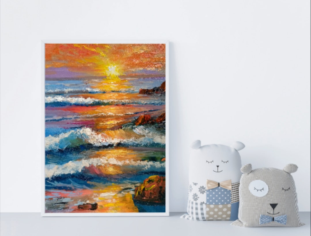 Sea Sunset Seascape Ocean Sunset Art Sea Painting Original Art,artistic ...