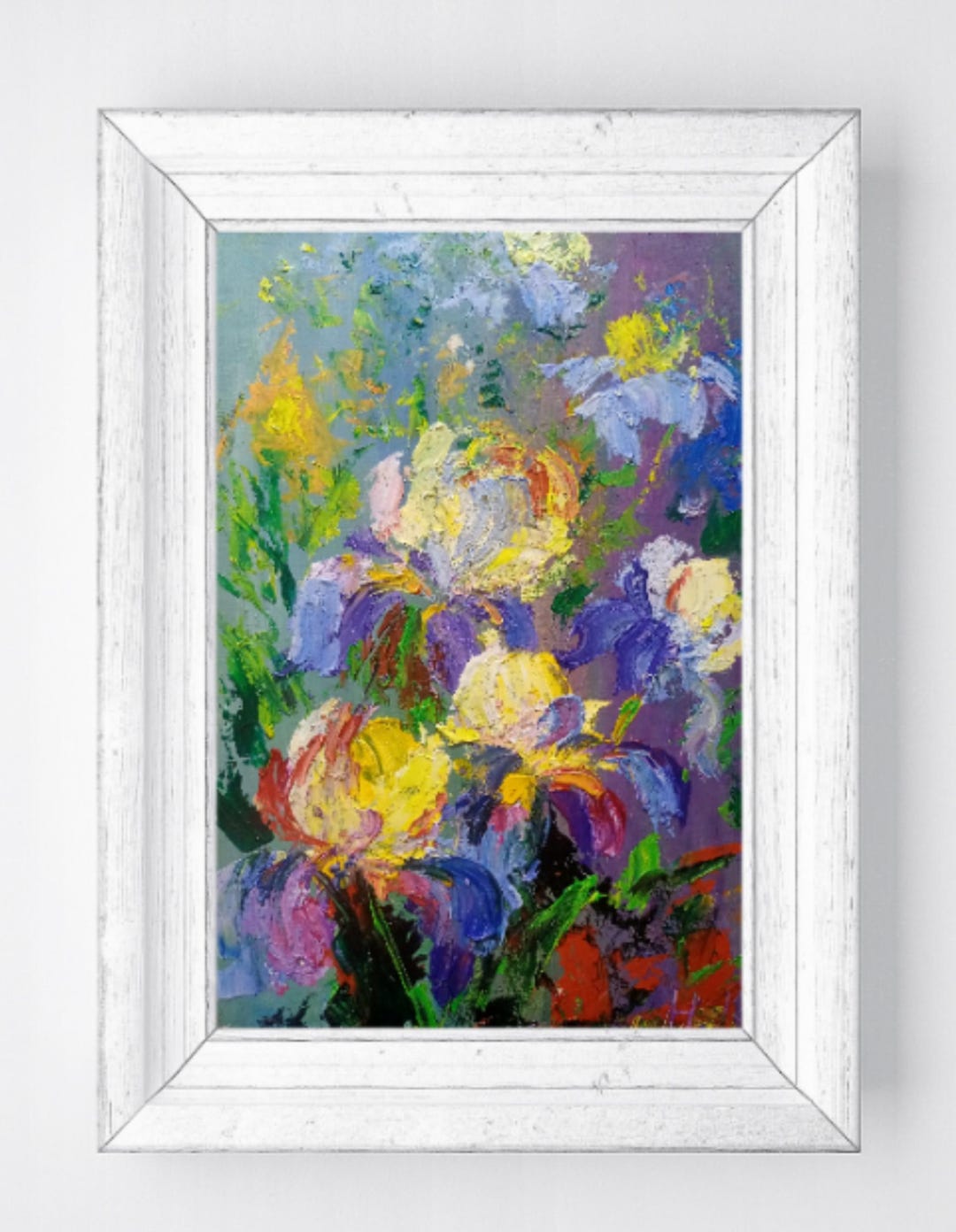 Original Iris Oil Painting: Abstract Expressionism Floral Impasto Art ...