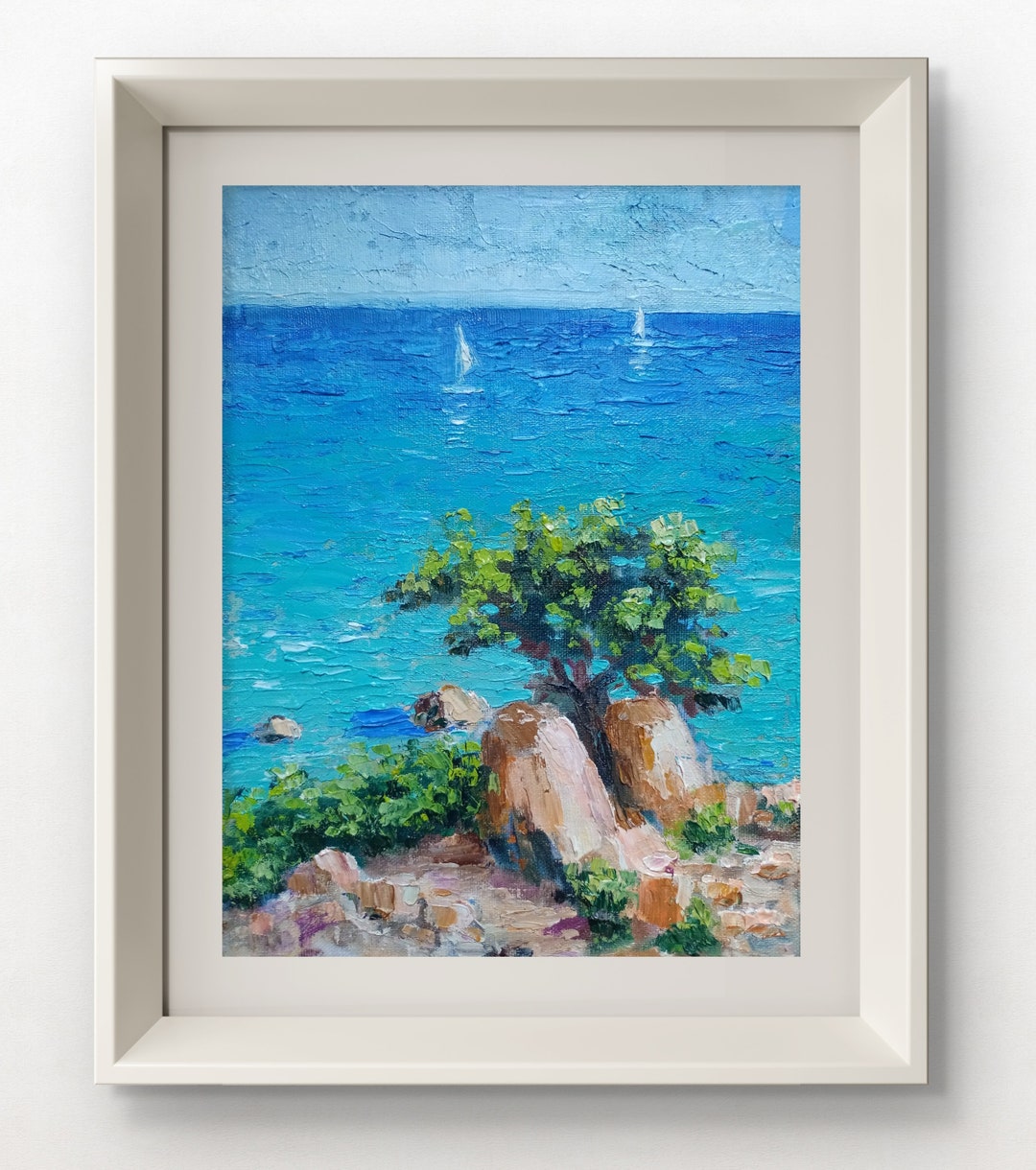 Italian Seascape Oil Painting: Coastal Impasto Art - Etsy