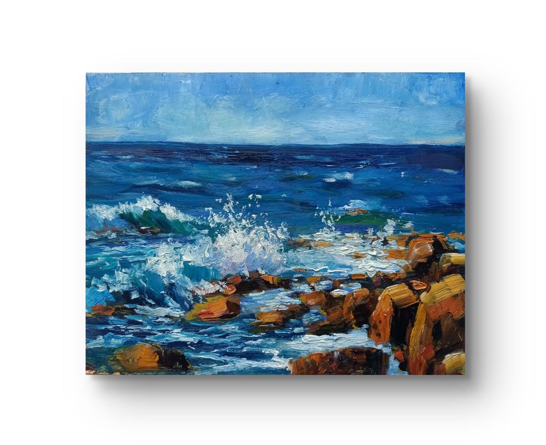 Coastal Seascape Oil Painting: Impasto Ocean Waves, 10x8 Art - Etsy