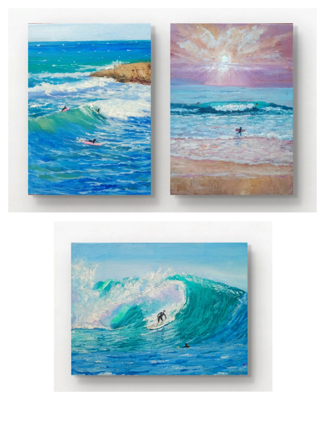Ocean Waves Surfing, Coastal Art Sunset Surfing,sea Waves Coastal Art ...