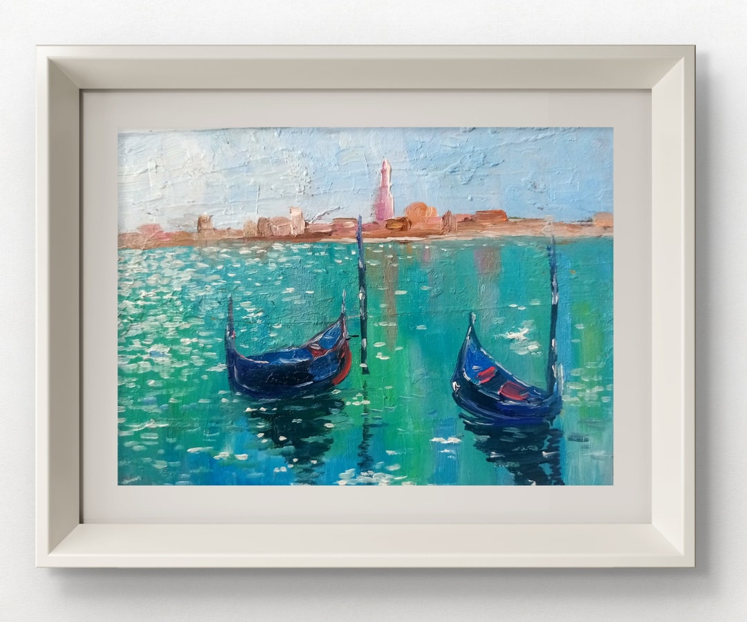 Sea Venice Boats Seascape Oil Painting Impasto - Etsy