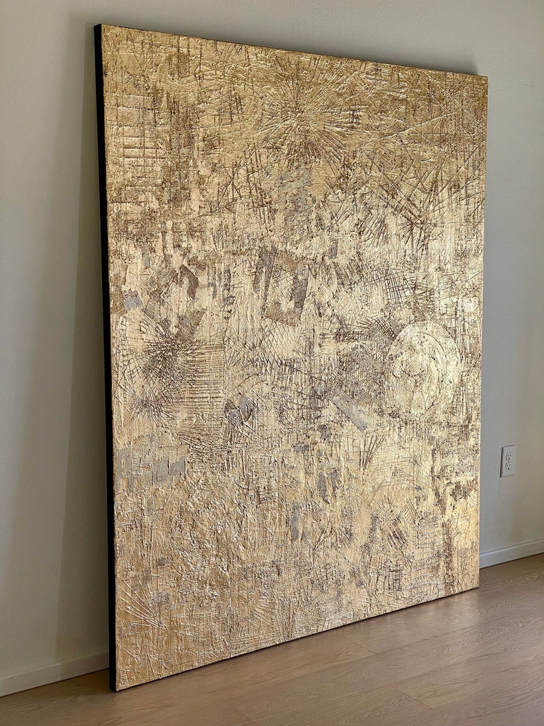 Original Gold Leaf Wall Art 3D Texture Painting Modern Abstract Art ...