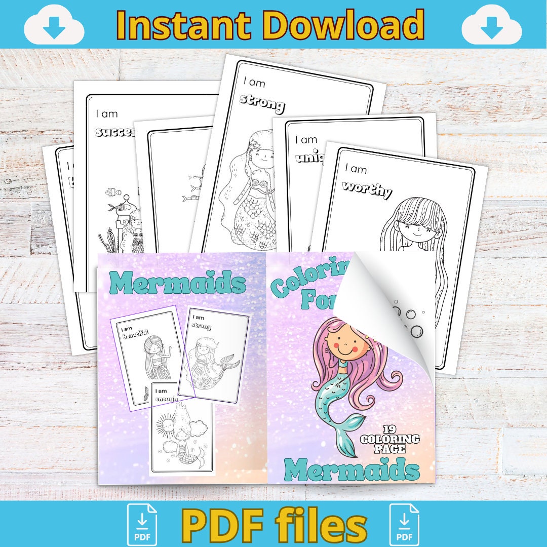 Mermaid Affirmations Coloring Book for Kids, Positive Affirmations ...