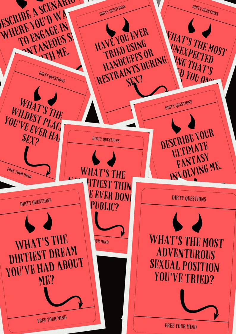 Printable Intimate and Dirty Questions Cards: 54 Provocative Questions ...