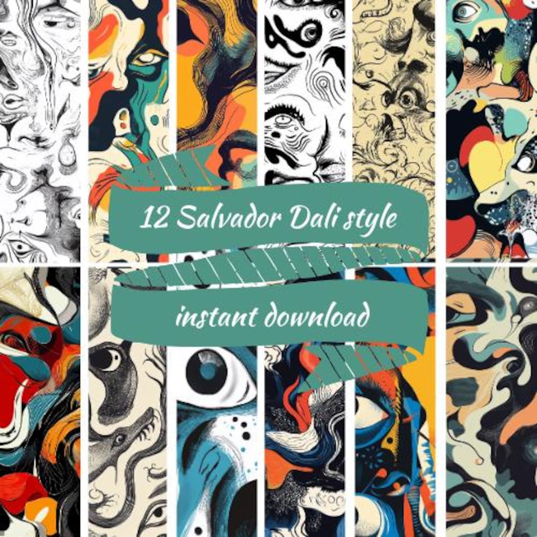 Surreal Salvador Dalí-inspired Seamless Patterns: High-quality Digital ...