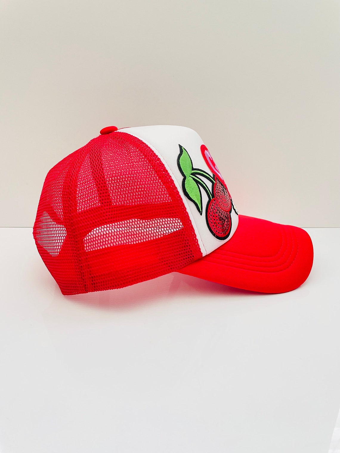 Girl Power Red Trendy Patched Trucker Hat With Iron on Patches- Red ...