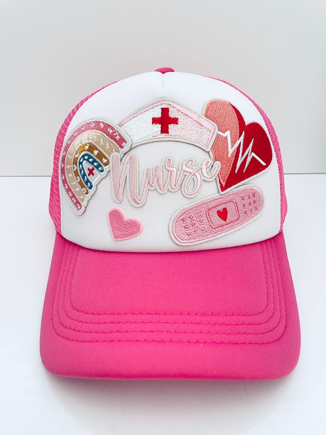 Nurse Pink Trucker Hat With Iron on Patches - Etsy