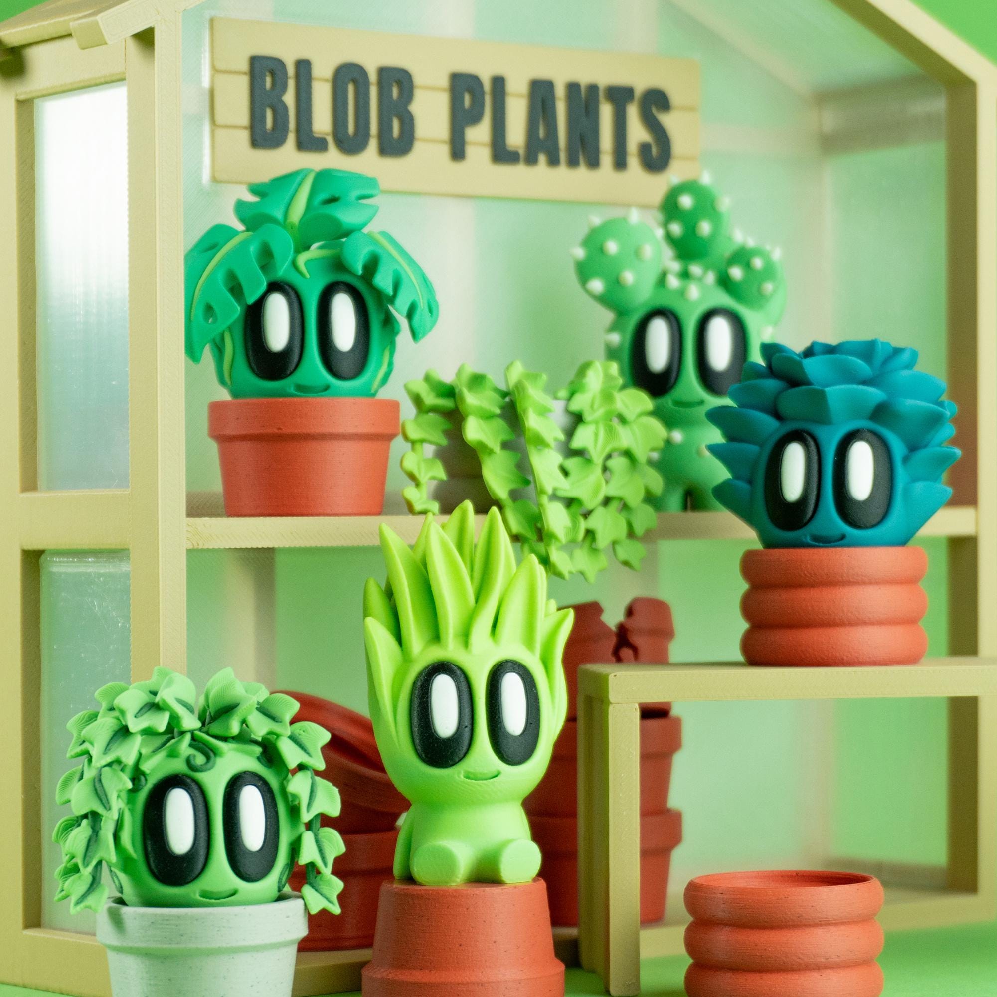 Blob Plants - Five Adorable 3D Printed Plants in Pots, Plus a Cute Greenhouse! - Etsy