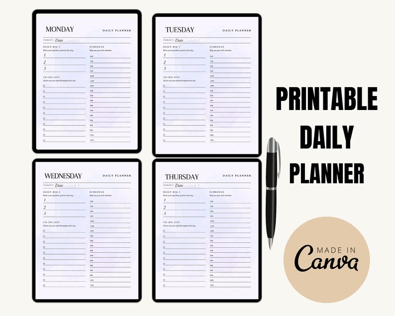 Editable and Printable Daily Planner, Day to Day Planner, to Do List ...