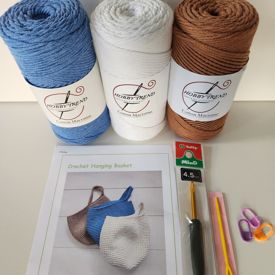 Crochet Basket Kit, Crochet Kit Beginner With Yarn, Do It Yourself ...