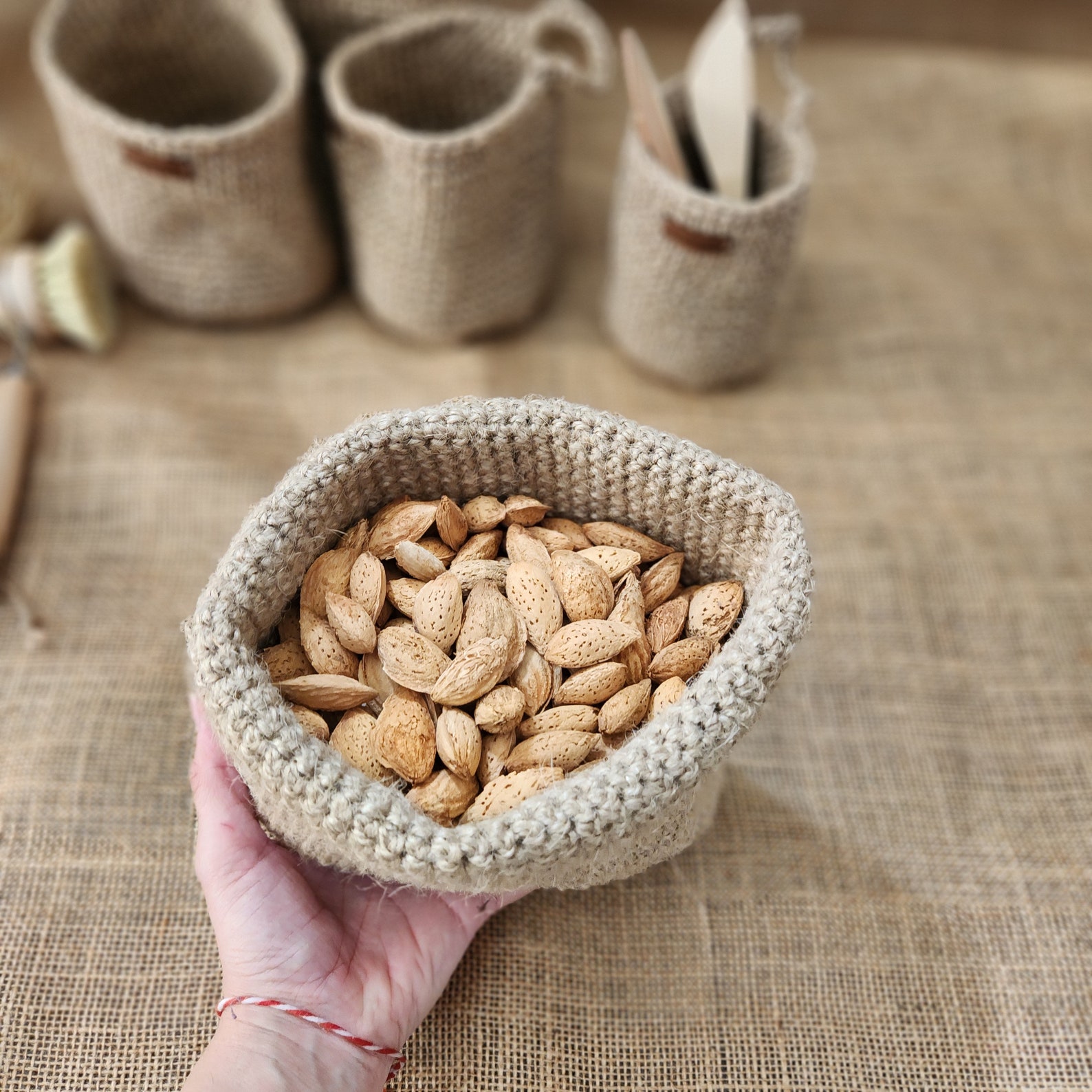 Jute Hanging Basket, Storage Basket, Crochet Hanging Baskets, Farm ...