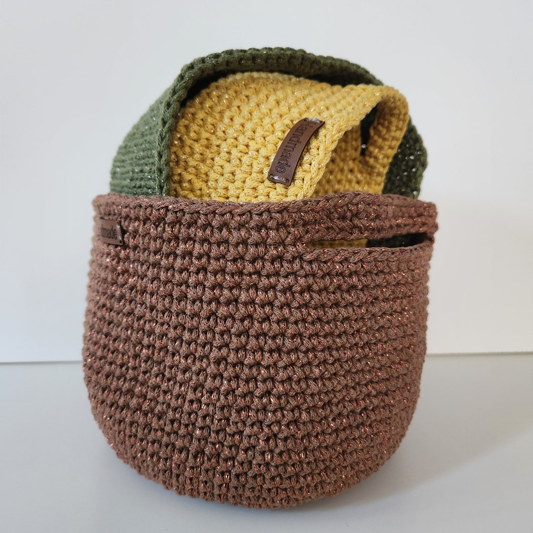 Crochet Storage Basket Pattern, Crochet Rope Basket Pattern 3 Sizes ...