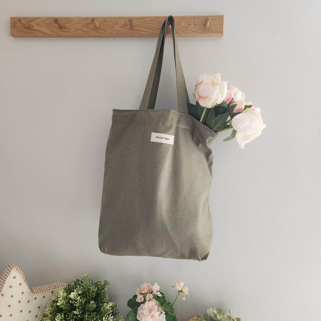 Natural Linen Tote Bag: Double Layer, Stylish & Durable - Etsy