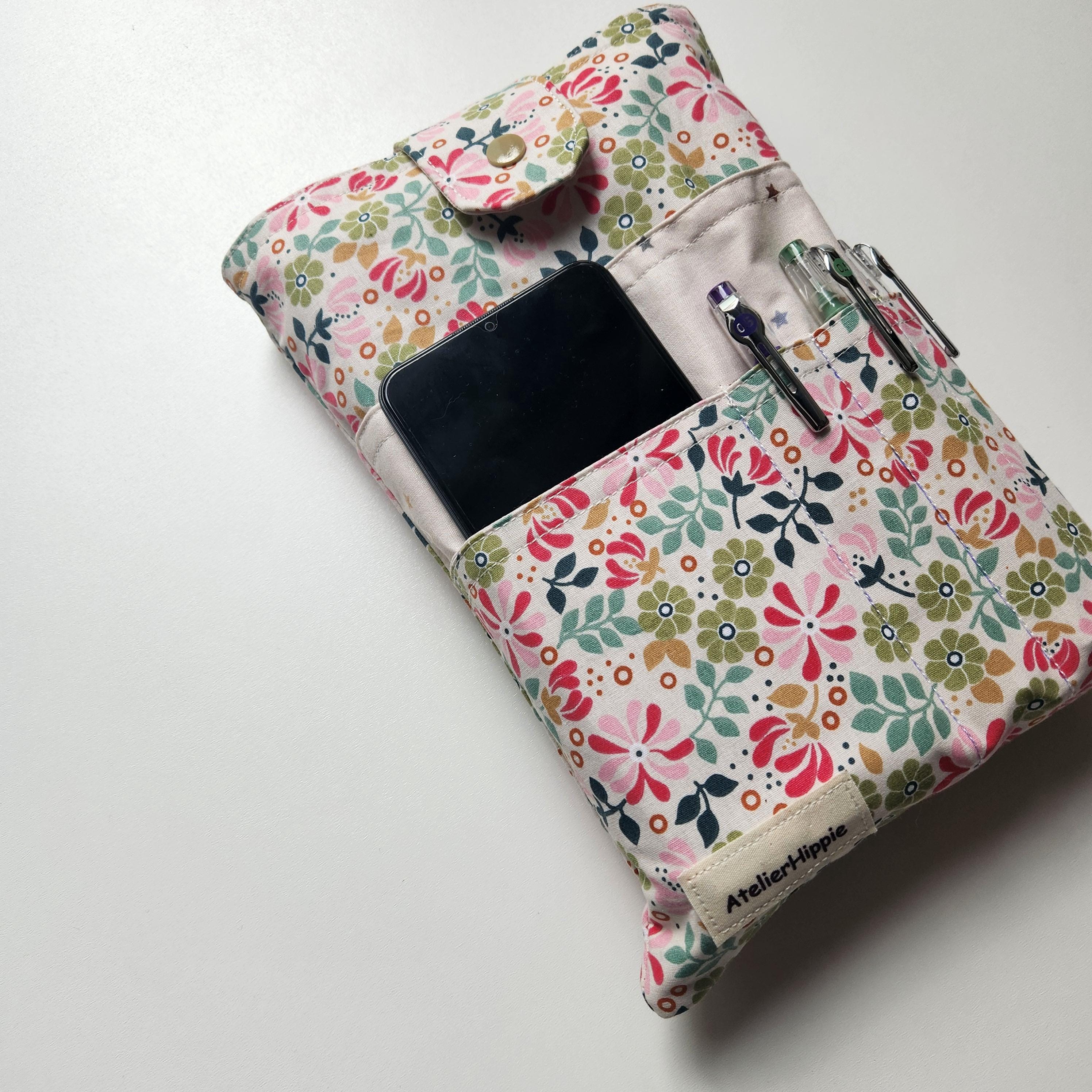Floral Book Sleeve With Pockets – Padded Cotton Book Cover - Etsy