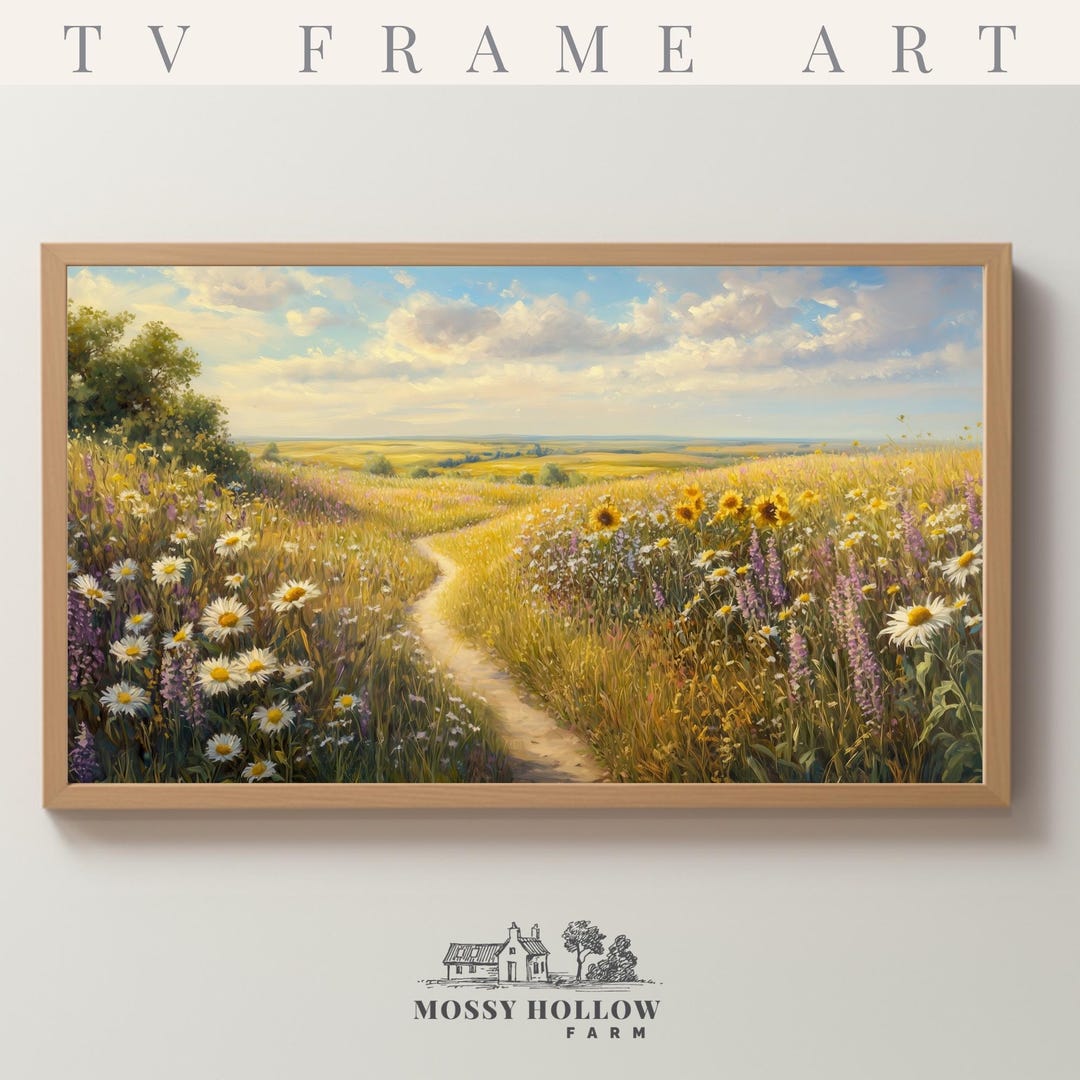 Midwest Prairie Landscape Wild Flower Field Frame TV Art - Rustic ...