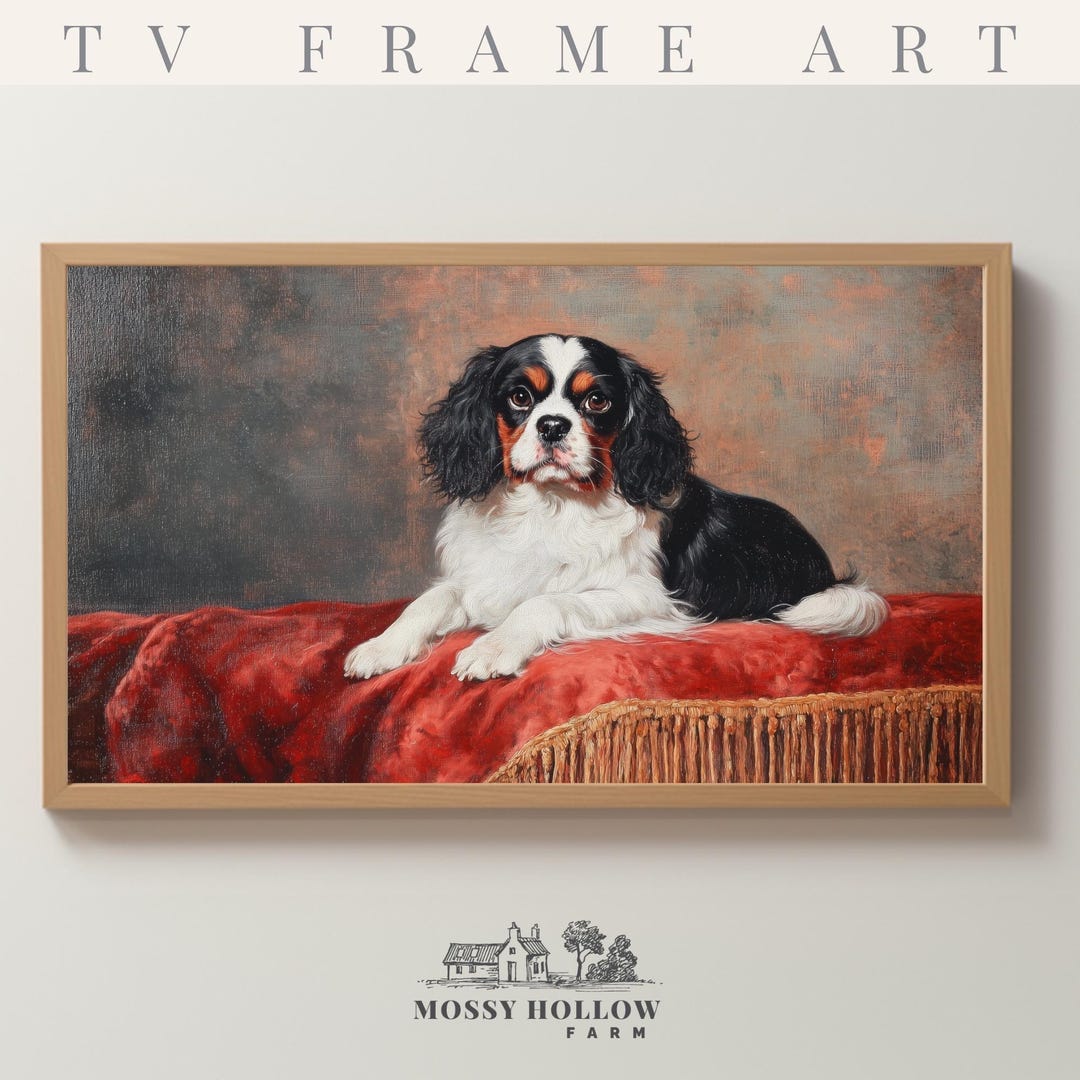 Cavalier King Charles Spaniel TV Frame Art: Vintage Oil Painting ...