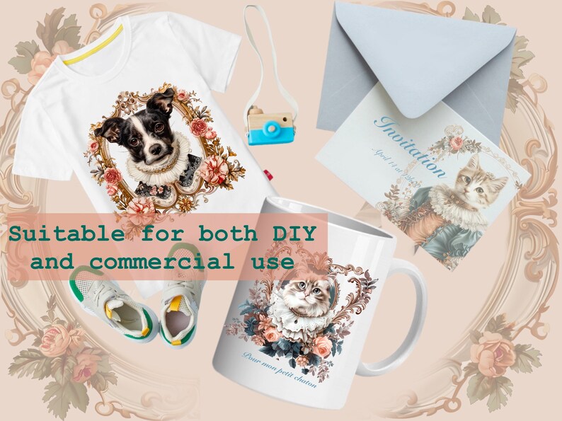 Rococo Dogs and Cats-clipart-whimsical-commercial Use-scrapbooking ...
