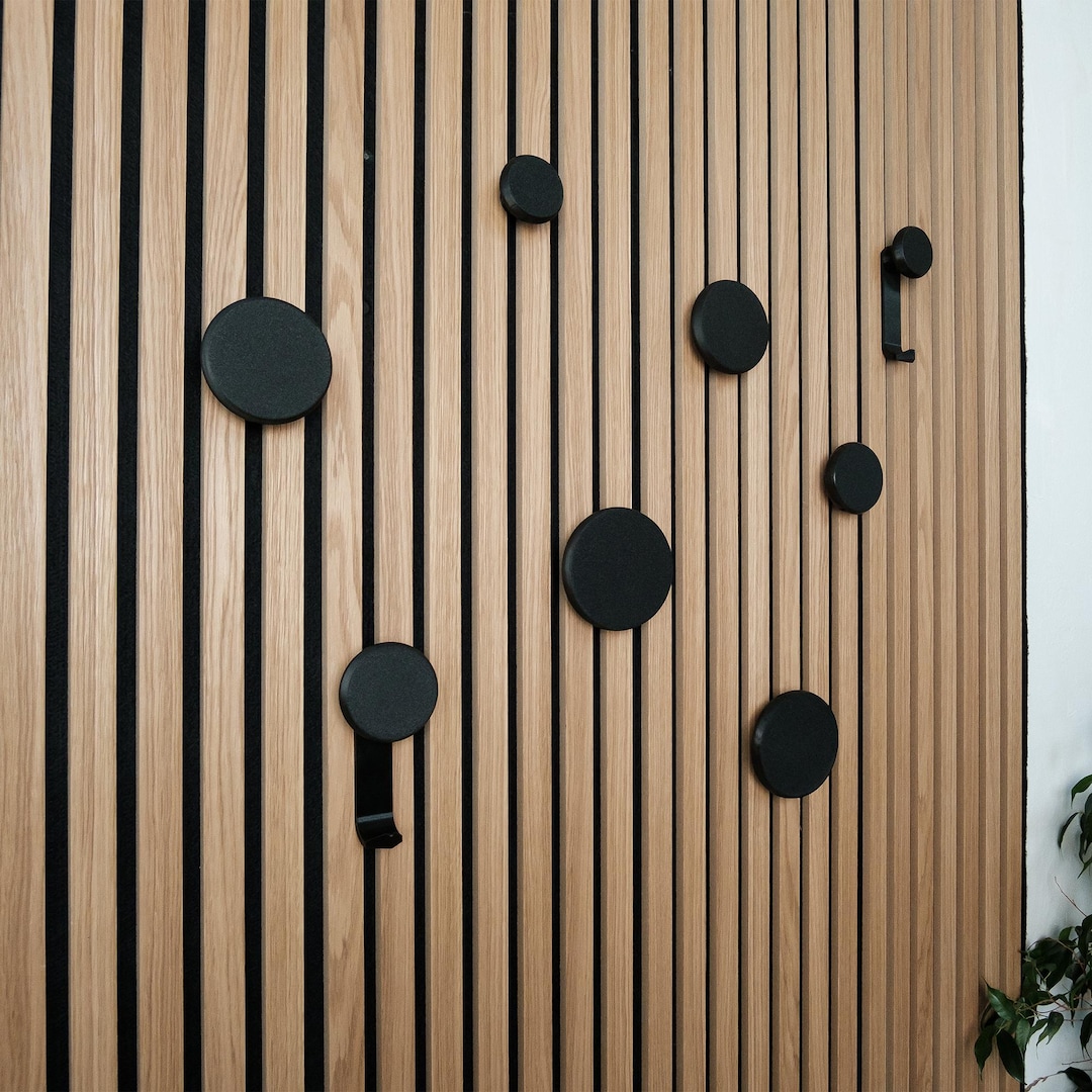 Round Black Acoustic Panel Hooks, Decorative Wall Hanger for Panels ...