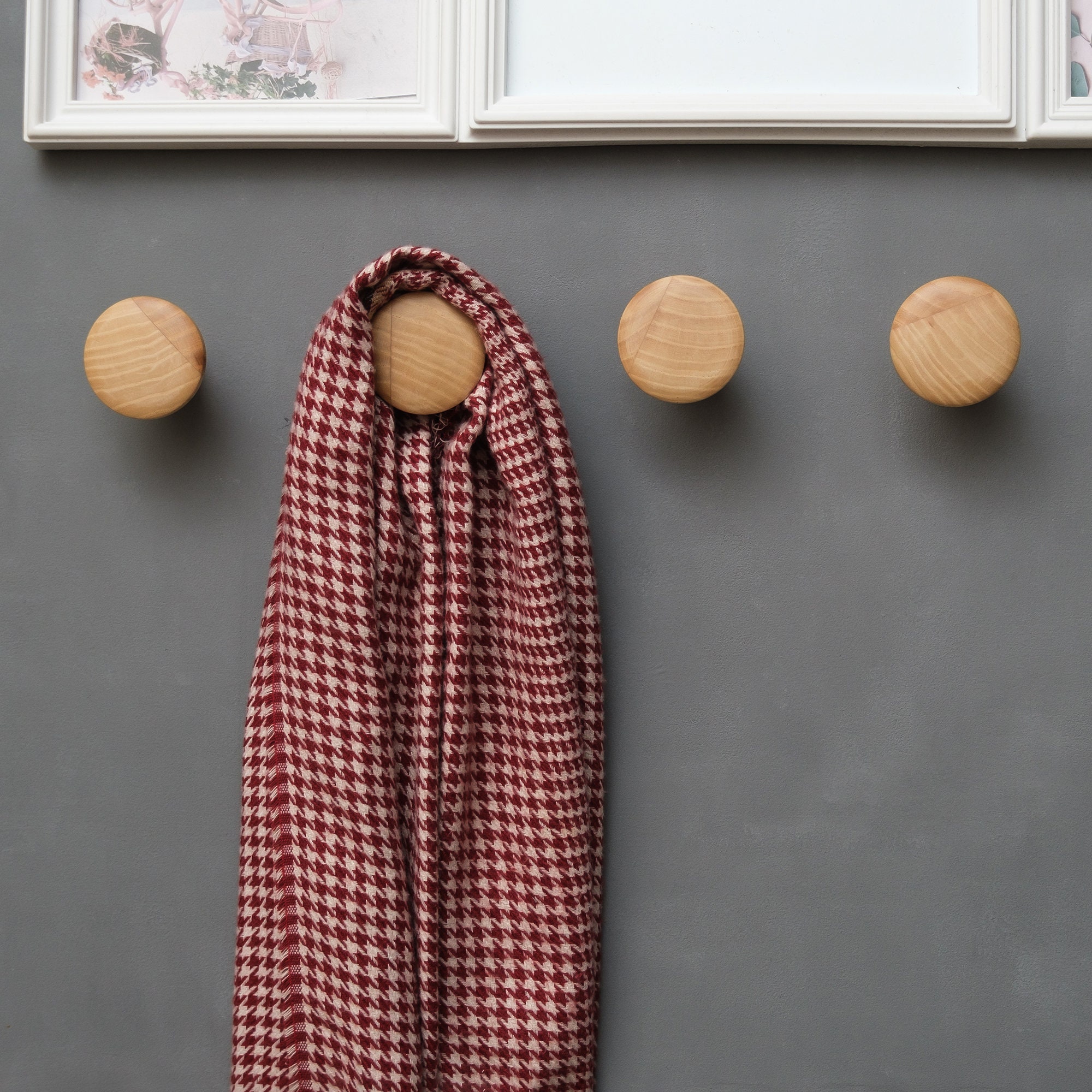 Round Wood Wall Hook Osh Wood Entryway Coat Hooks for Wall Set of ...