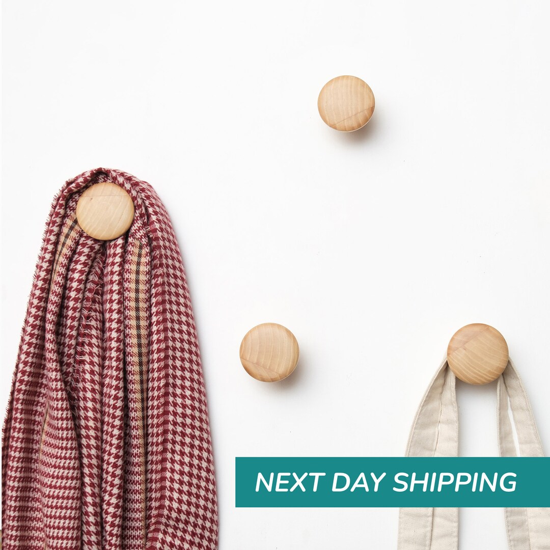 Round Wood Wall Hook Osh Wood Entryway Coat Hooks for Wall Set of ...