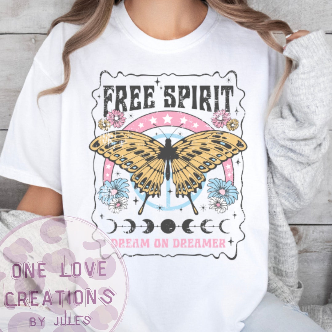 Free Spirit Graphic Boyfriend Tee - Etsy