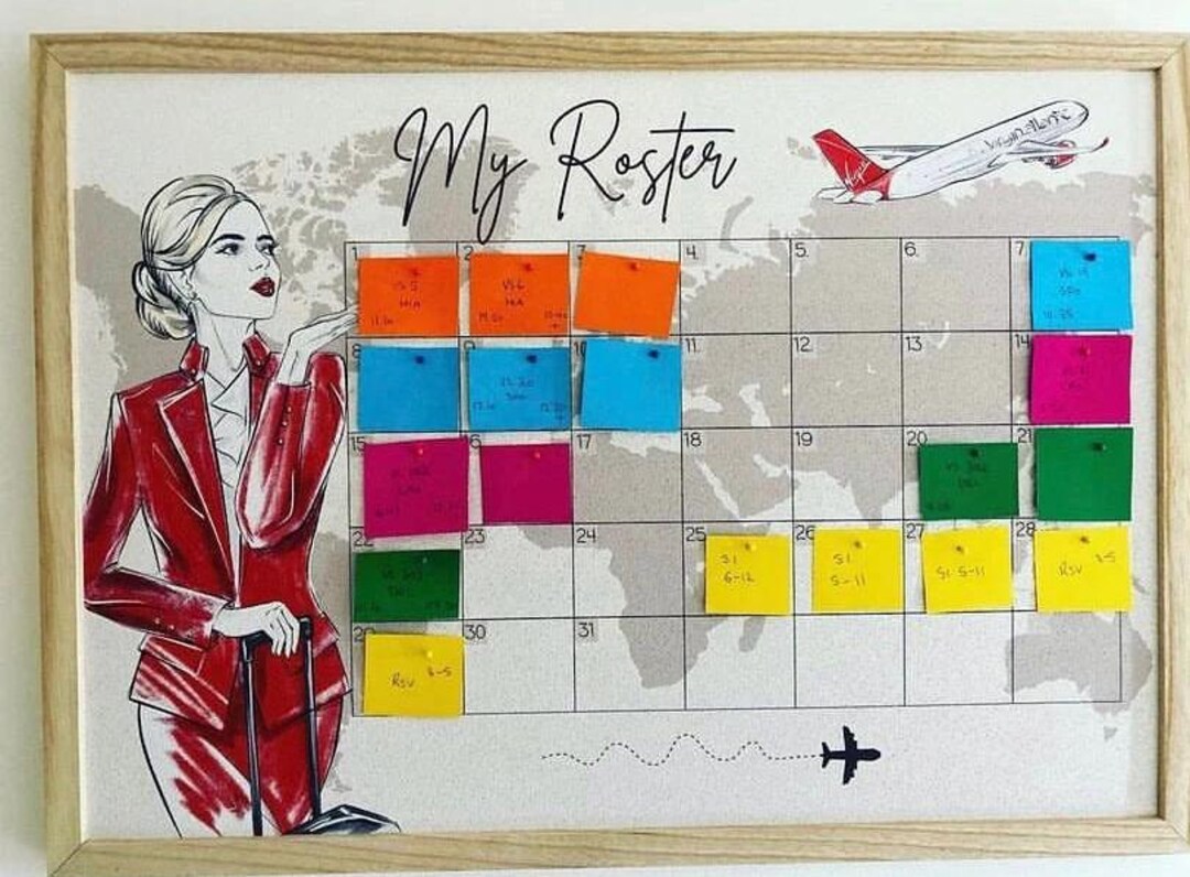 Any Airline Cabin Crew Roster Pin Board Flight Attendant Schedule Cork ...