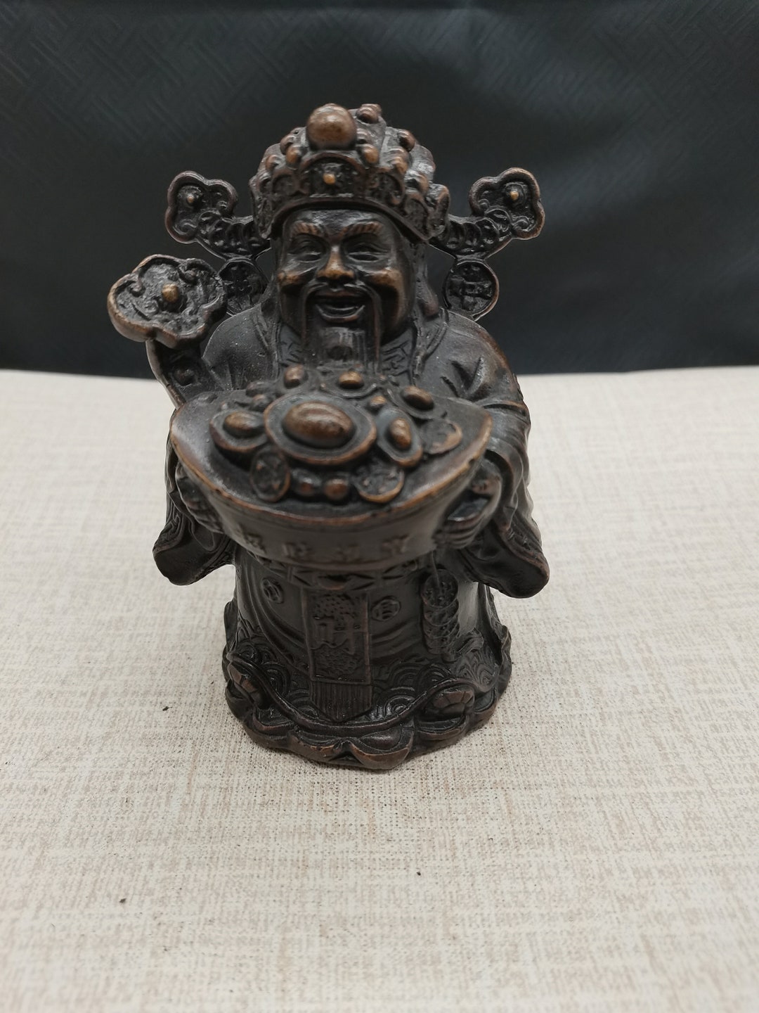 Antique Chinese Copper Wealth God Statue Valuable Collectible, Unique ...