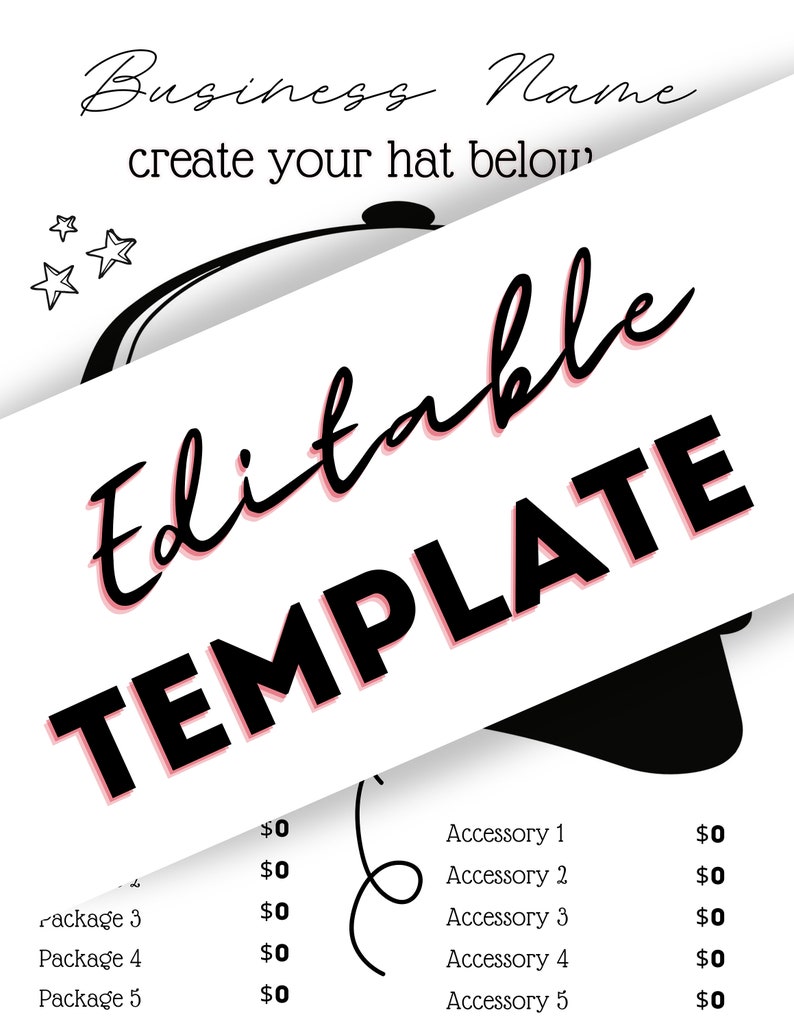 Trucker Hat Bar - Hat Template (CANVA) - Etsy