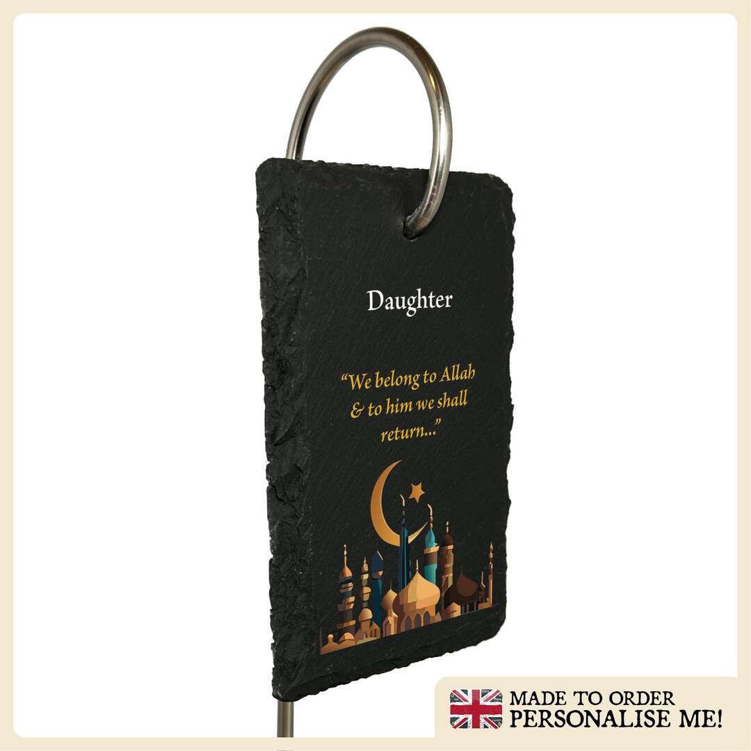 Personalized Islamic Memorial Rock Slate: Crescent Moon Mosque Sunset ...