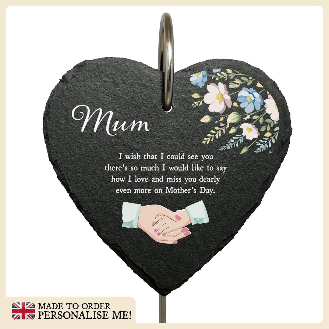 Personalized Mother's Day Memorial Slate Heart - Mum, Nan, Mom - Etsy