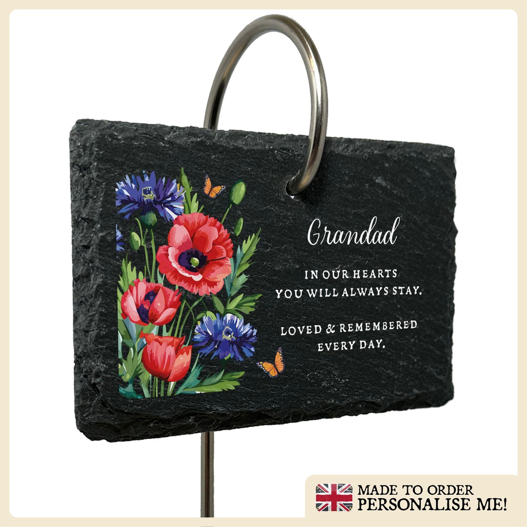 In Our Hearts Personalised Poppy Grave Sign Marker Name and Message ...