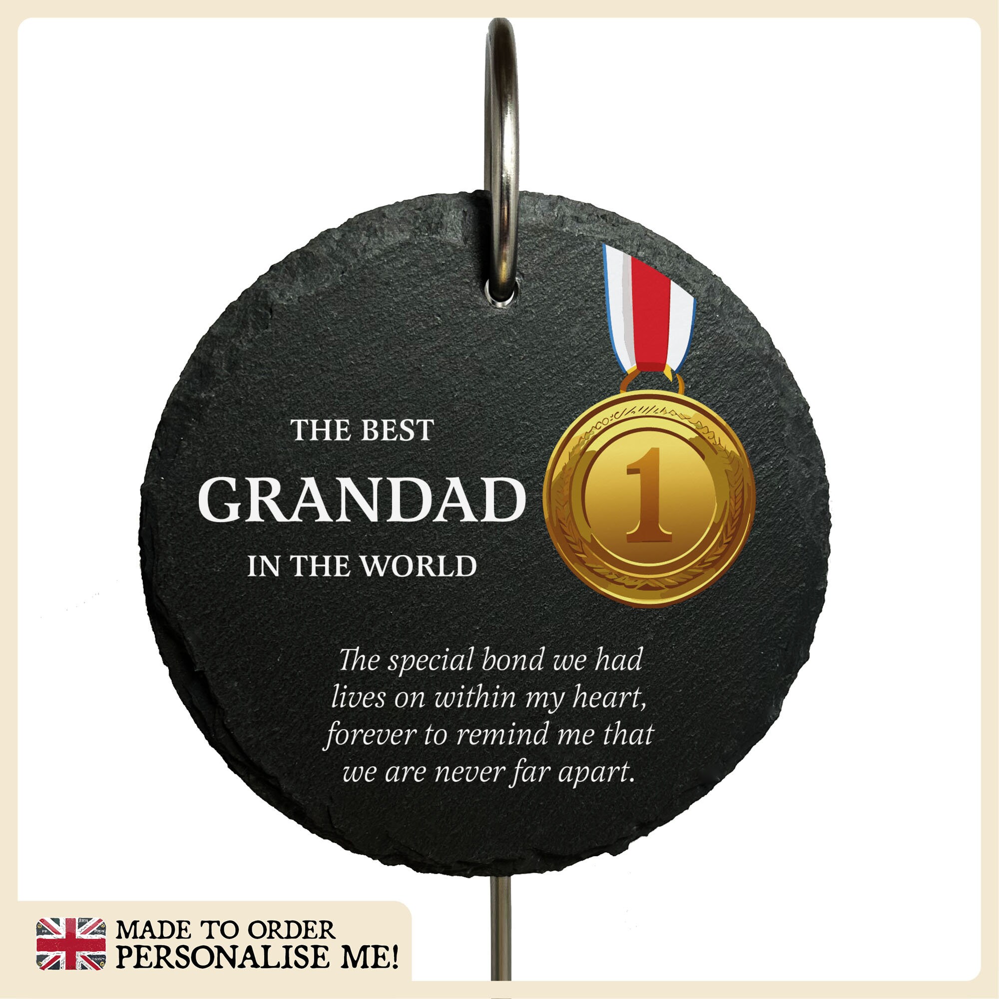 Best Dad in the World Memorial Slate Fathers Day Hanging Plaque on Rod ...