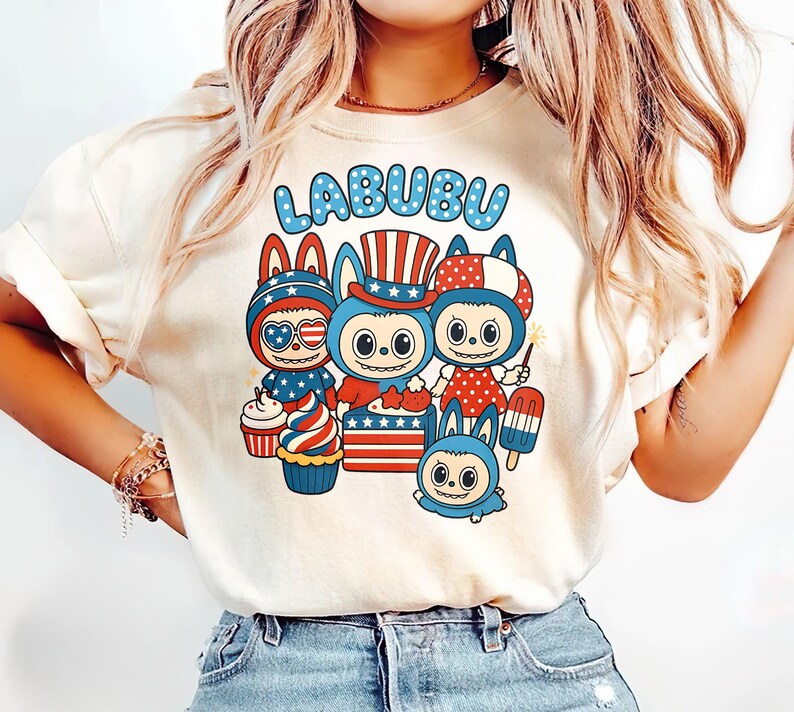Labubu 4th of July PNG Cute Patriotic Ice Cream Design for Sublimation ...