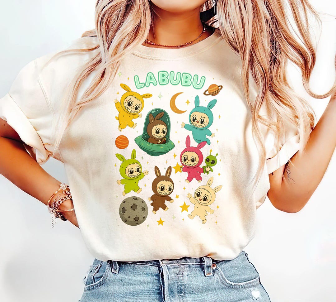 Labubu Space Adventure PNG Cute Alien Cartoon Design for Sublimation ...