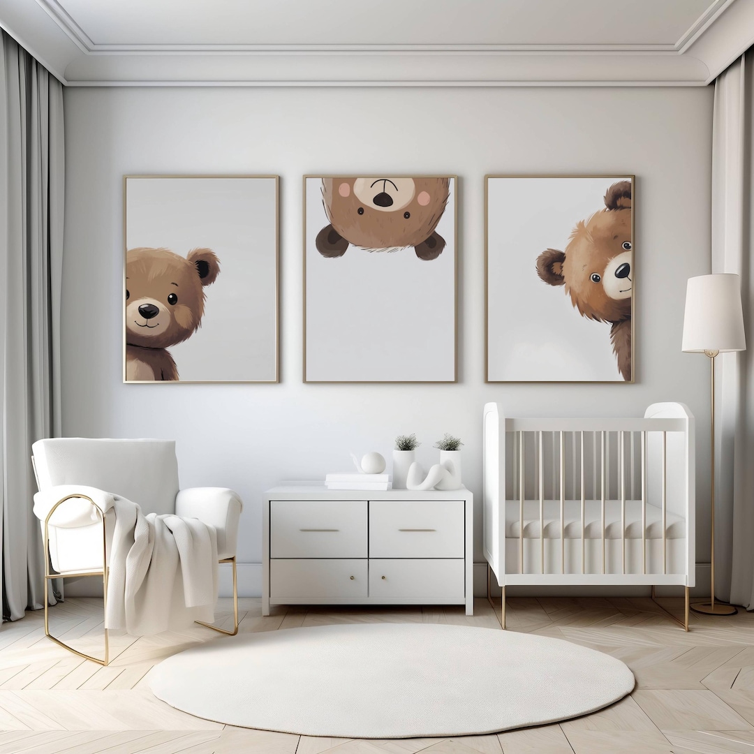 Peeking Bear Nursery Print: Woodland Animal Art (digital Download) - Etsy
