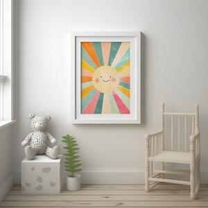Watercolor Sun Poster, Playroom Decor, Nursery Wall Art, Digital ...