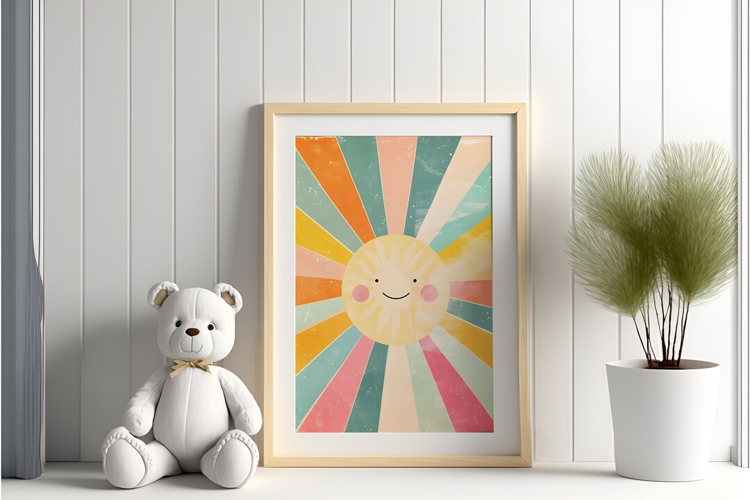 Watercolor Sun Poster, Playroom Decor, Nursery Wall Art, Digital ...
