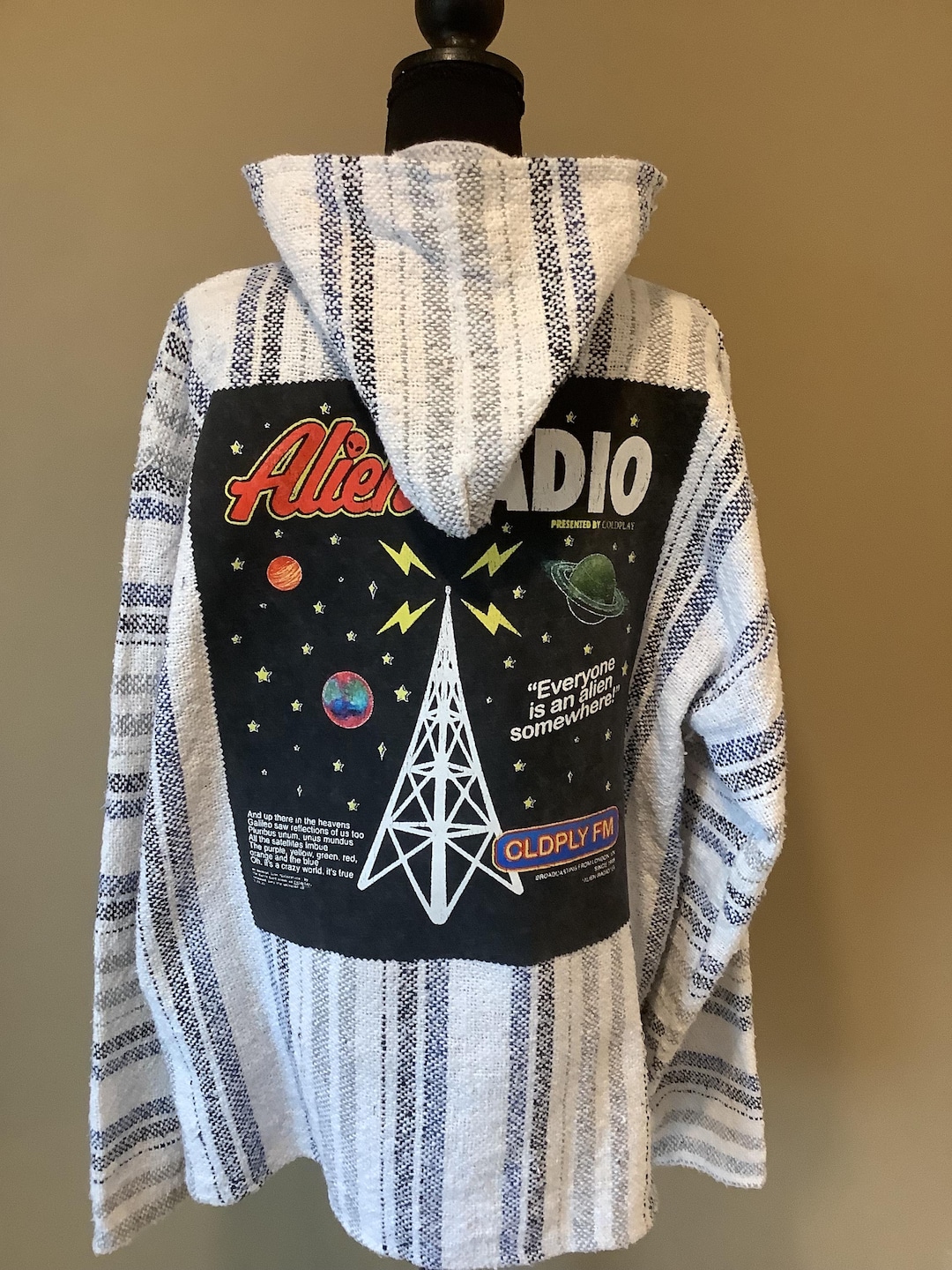 Coldplay Alien Radio Upcycled Heavyweight Hooded Cotton Poncho - Men's ...